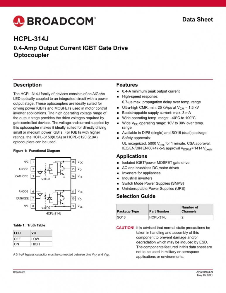 HCPL-314J datasheet page 1