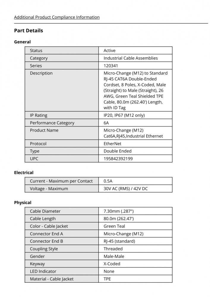 Molex cable assembly technical document, page 2