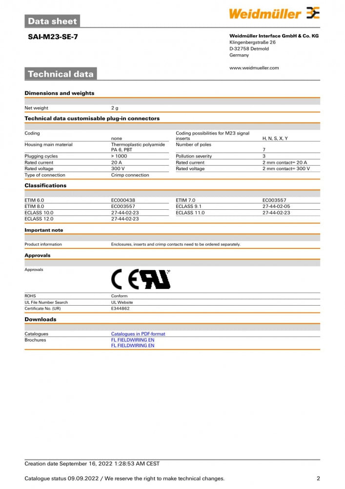 WEIDMULLER 1170030000 technical document page 2