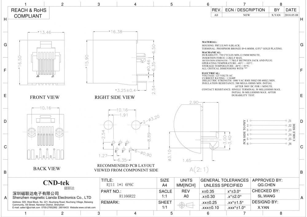 CND-tek R1166R22 technical drawing