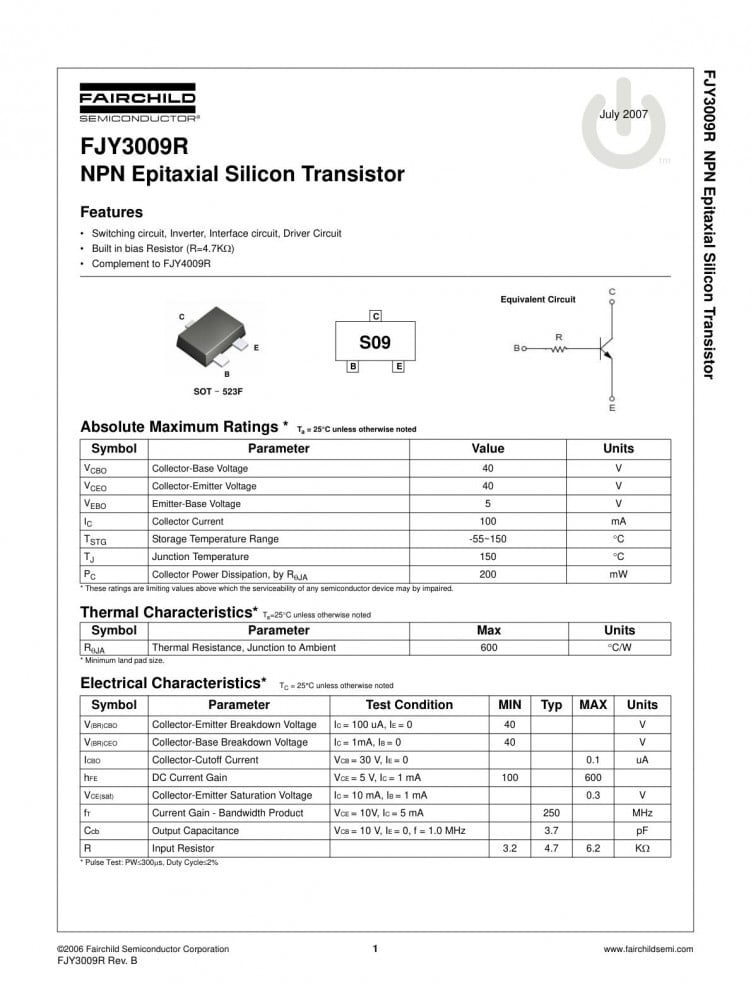 FJY3009R datasheet page 1