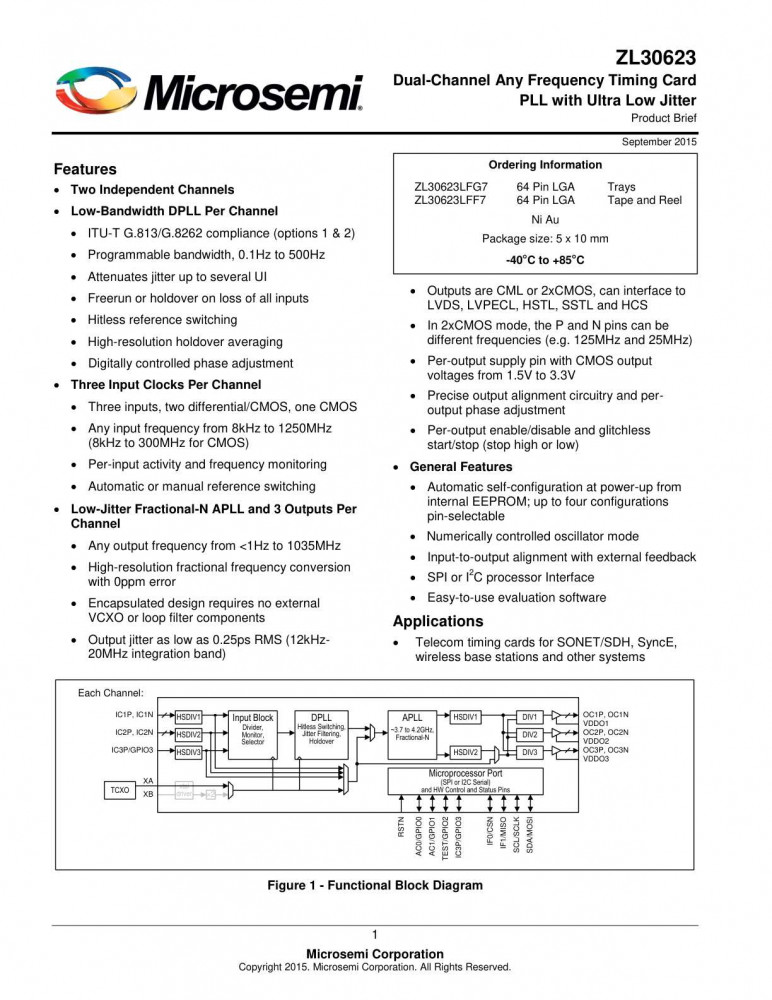 ZL30623 product brief page 1