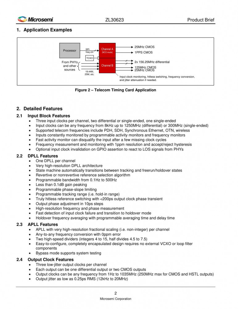 ZL30623 product brief page 2