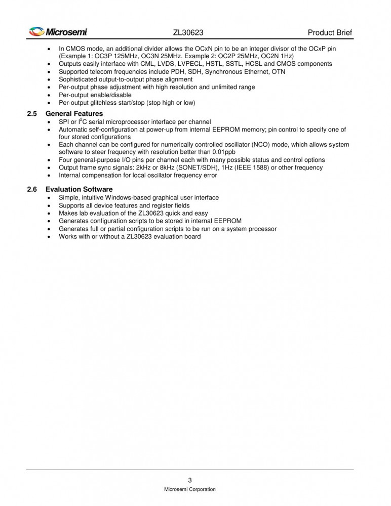 ZL30623 product brief page 3