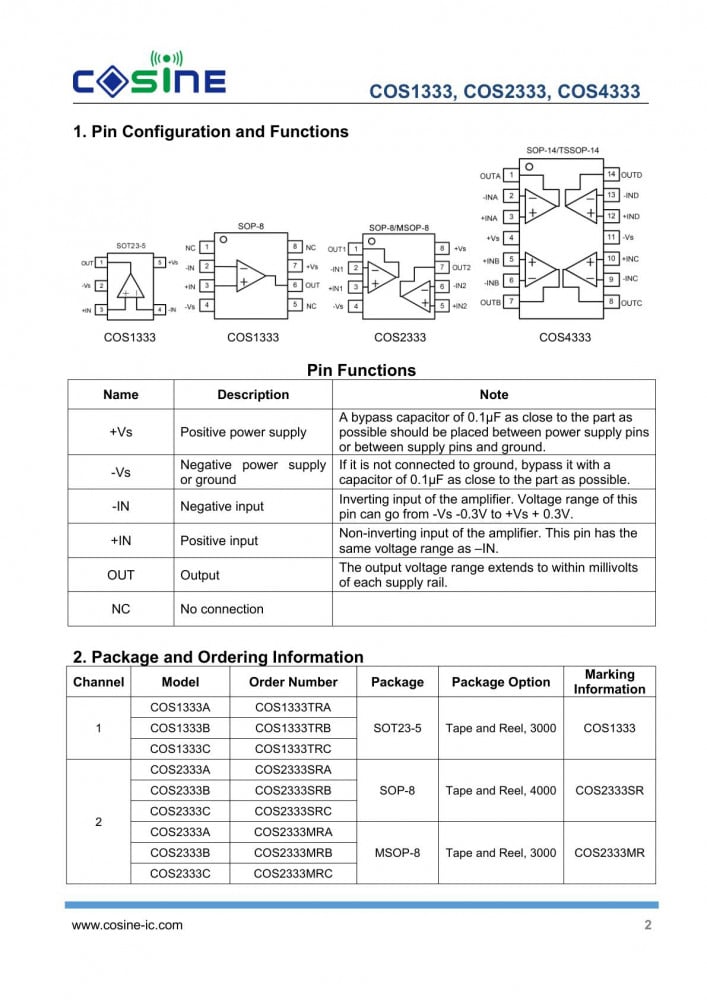 COS2333SRA datasheet page 2