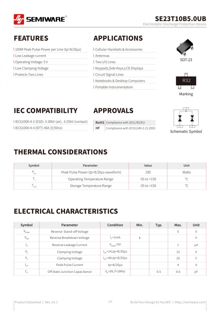 SE23T10B5.0UB datasheet page 1