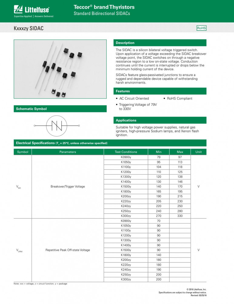 K1300SRP datasheet page 1