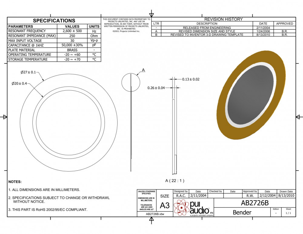 AB2726B product document, page 3