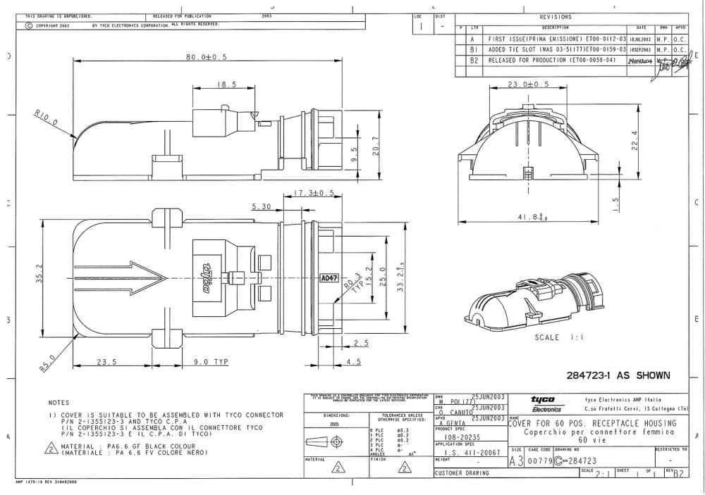 TE Connectivity 284723-1 technical drawing preview