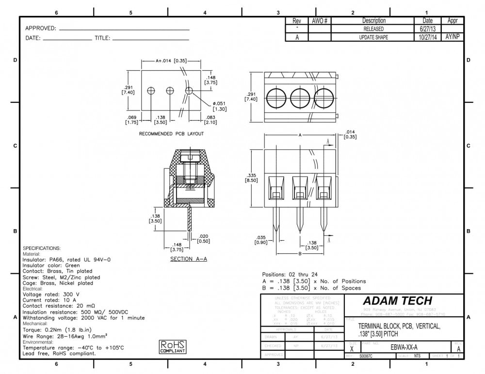 ADAM TECH EBWA-03-A technical drawing