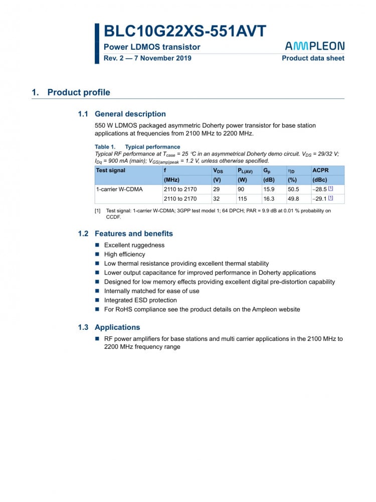BLC10G22XS-551AVTZ datasheet page 1