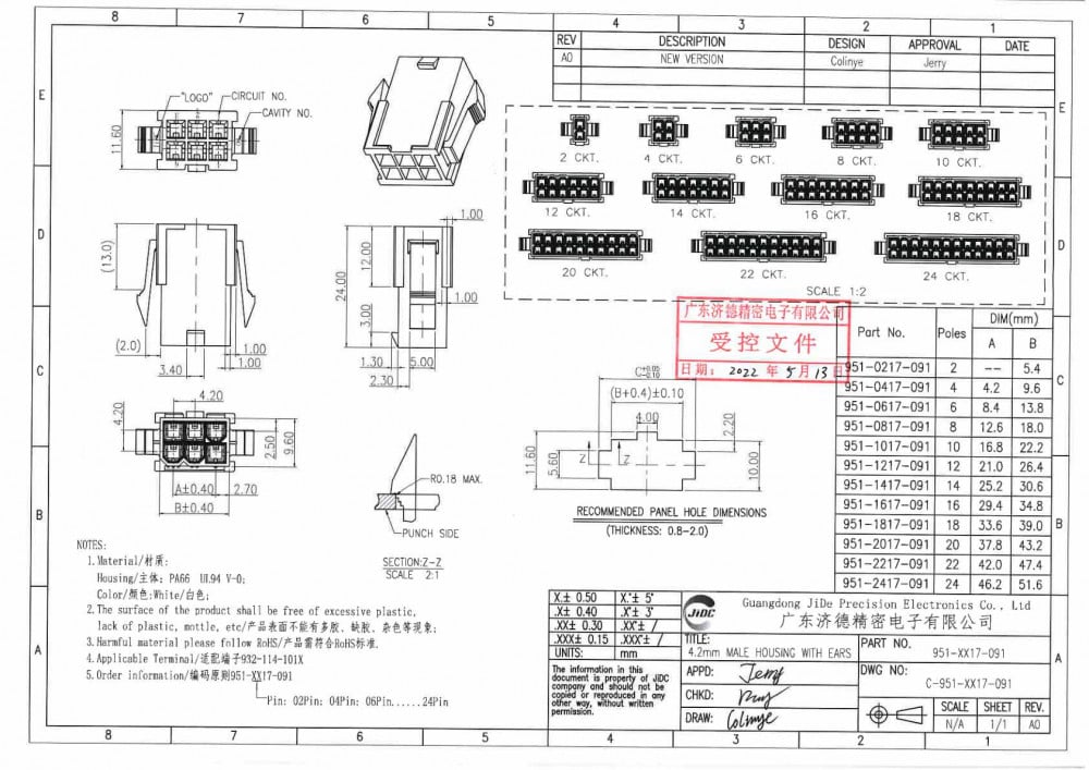 JIDC 951-0417-091 technical drawing preview