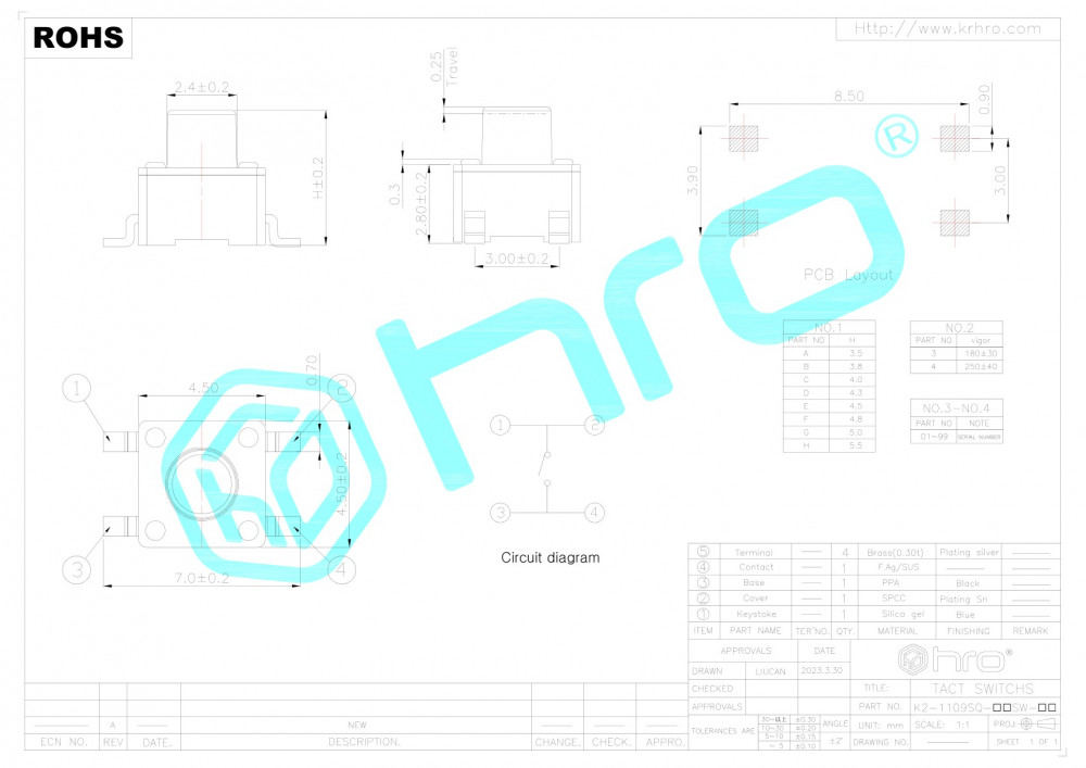 K2-1109SQ-A4SW-01 technical drawing