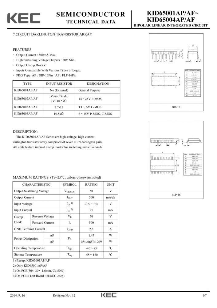 KEC KID65003AF-EL/PC datasheet page 1