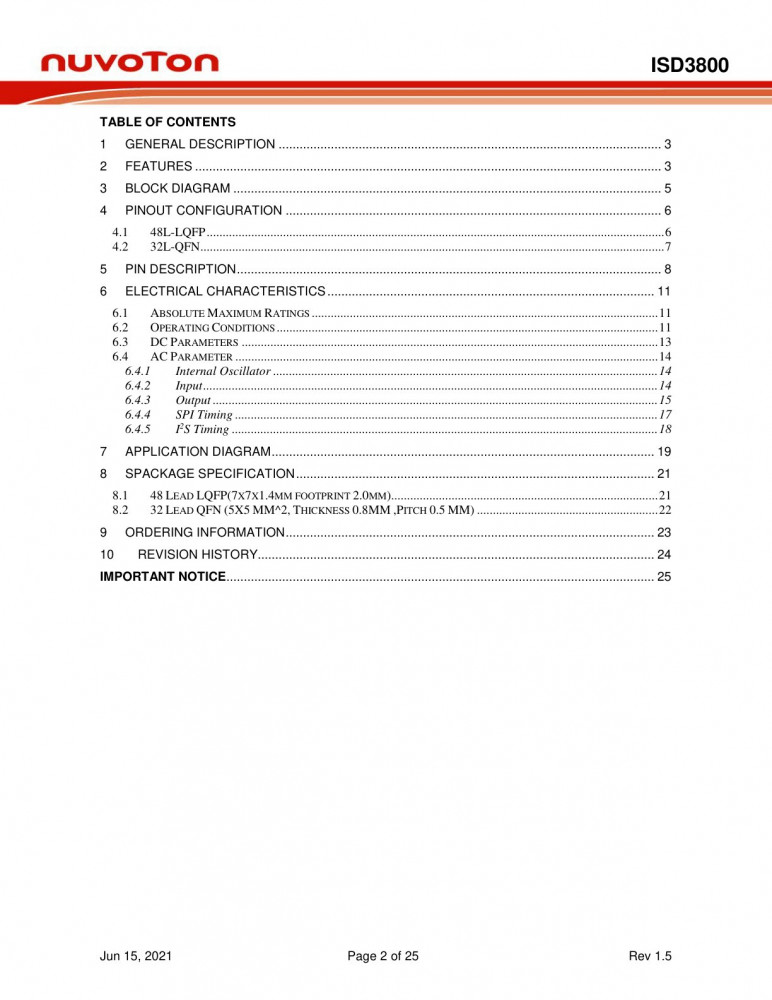 ISD3800 datasheet page 2