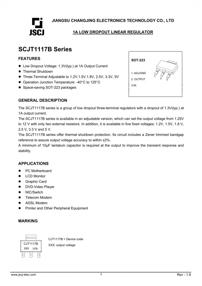 SCJT1117B datasheet page 1