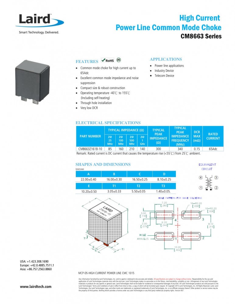 Laird CM8663 Series datasheet page 1