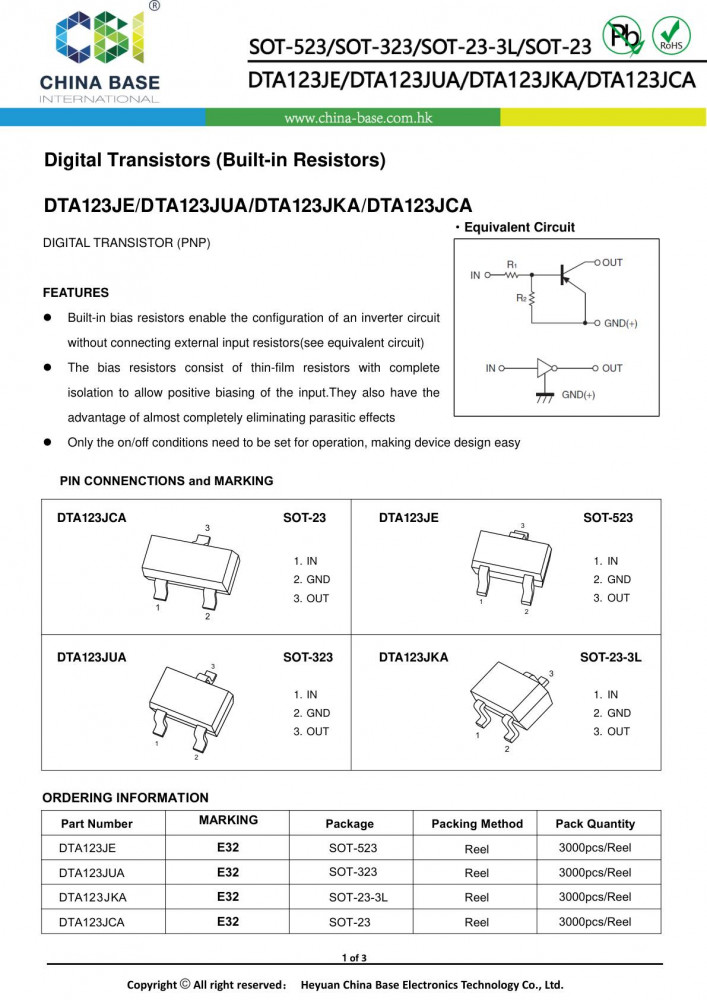 DTA123JE datasheet page 1