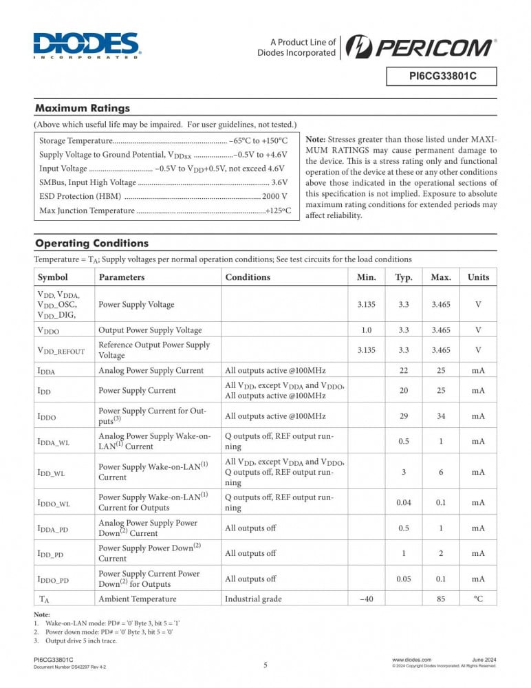 PI6CG33801C datasheet page 5