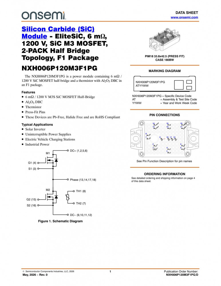 NXH006P120M3F1PG datasheet page 1