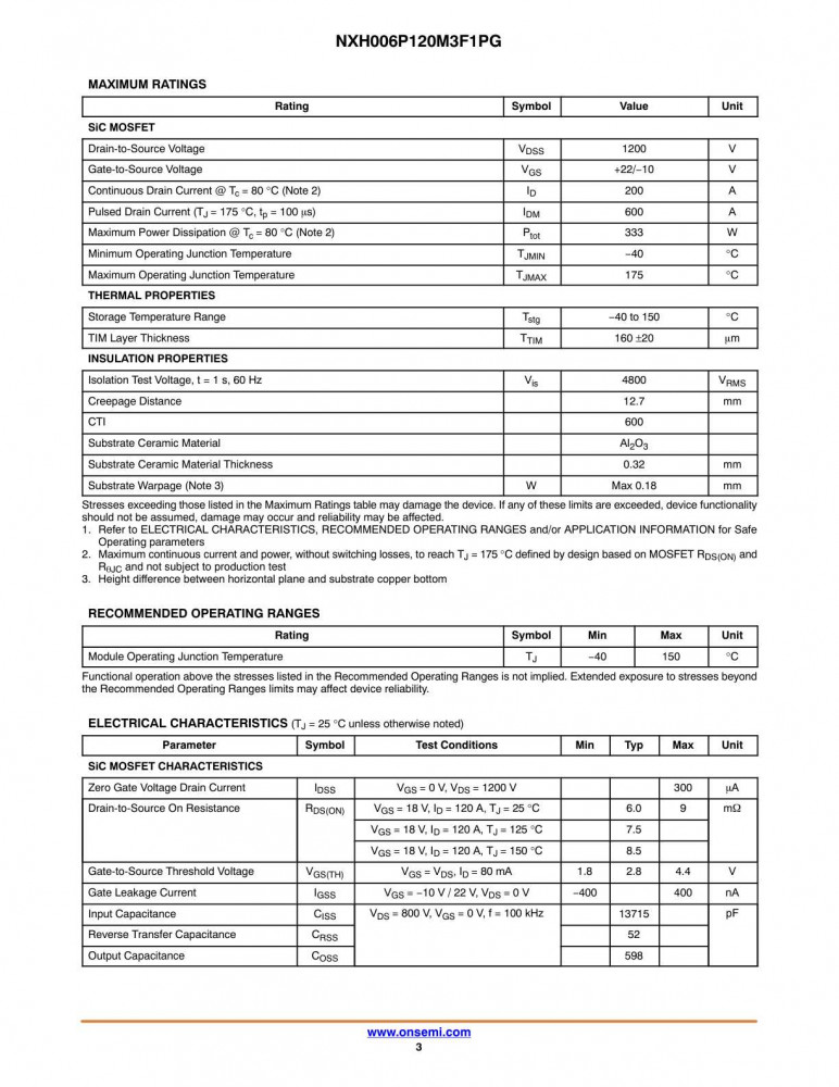 NXH006P120M3F1PG datasheet page 3