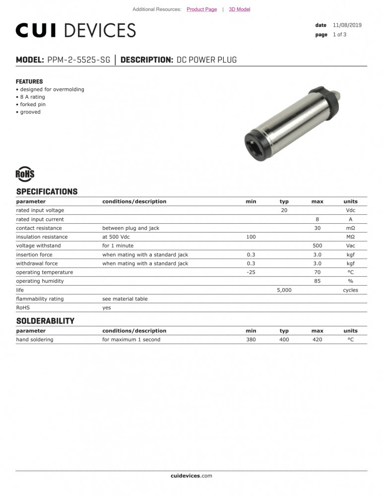 PPM-2-5525-SG technical document page 1