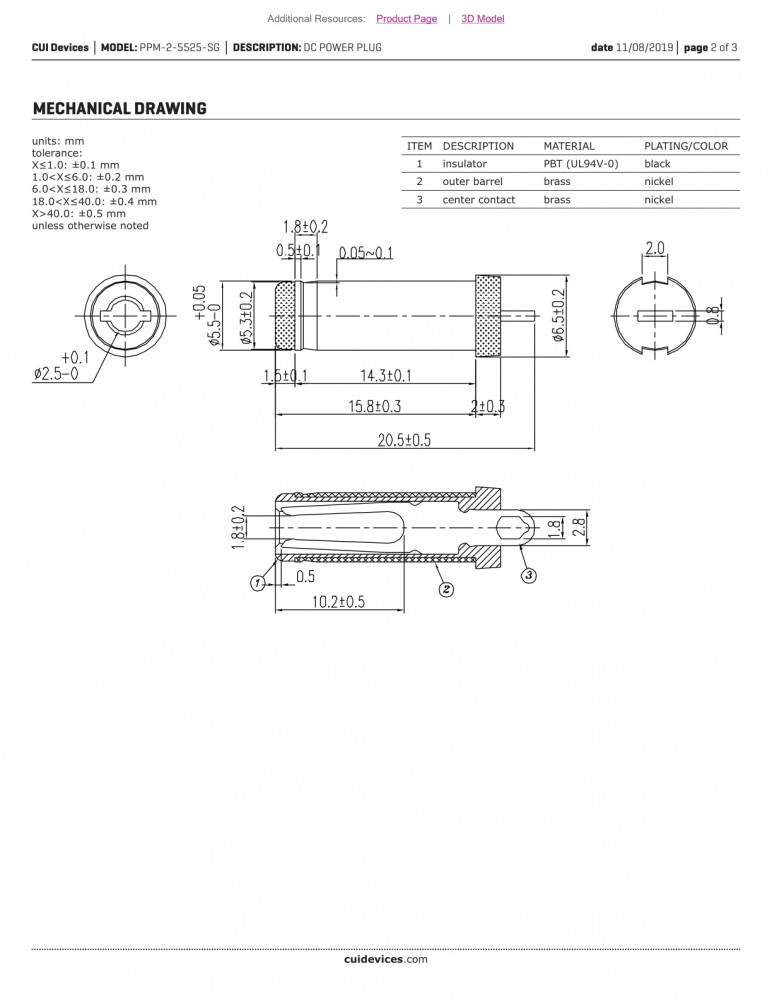 PPM-2-5525-SG technical document page 2