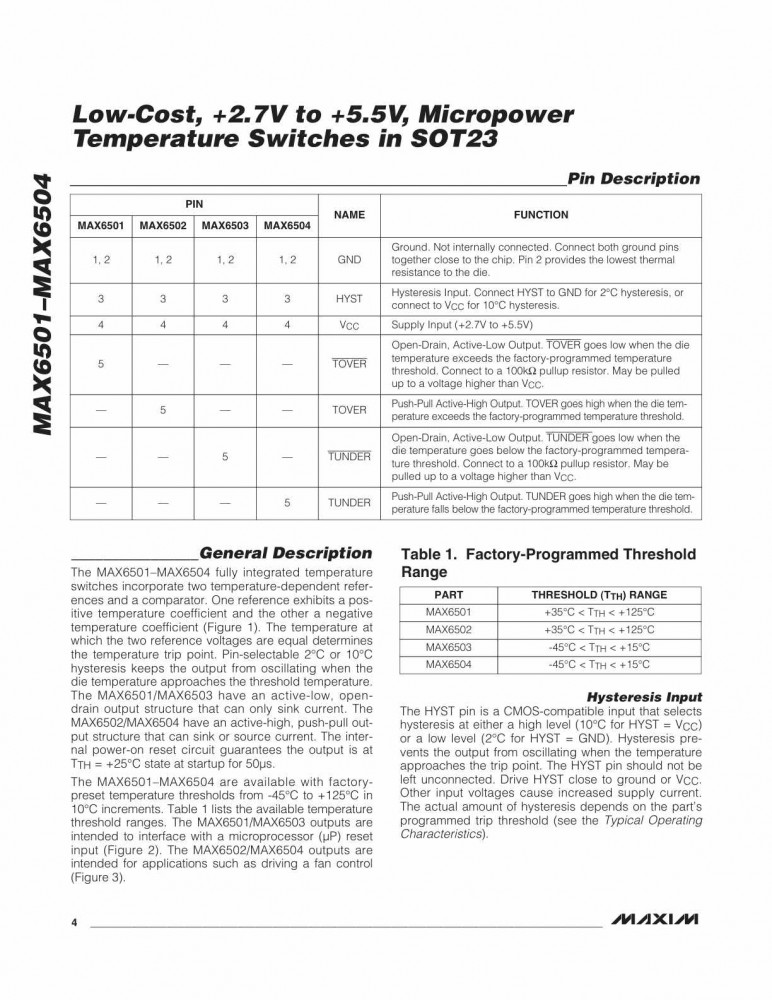 MAX6502 datasheet page 4
