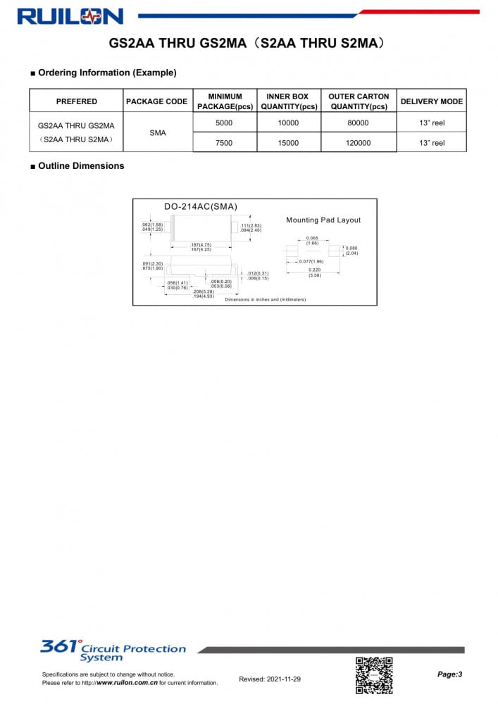 RUILON GS2MA datasheet page 3
