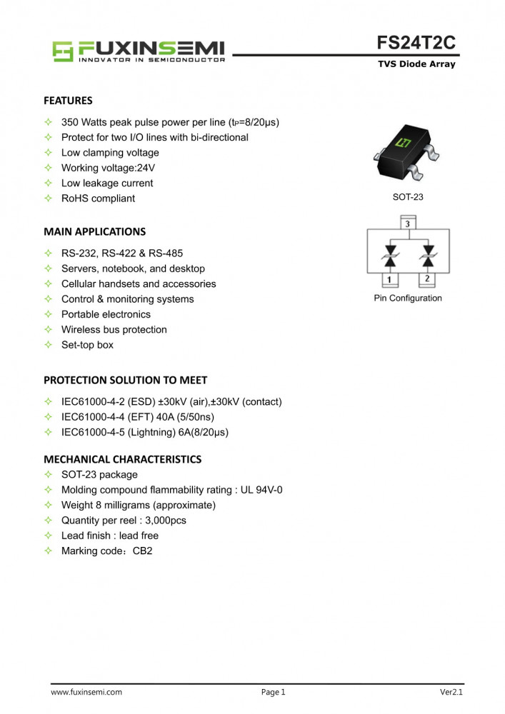 FS24T2C datasheet page 1