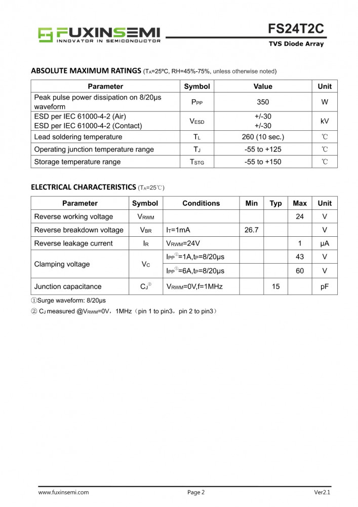 FS24T2C datasheet page 2