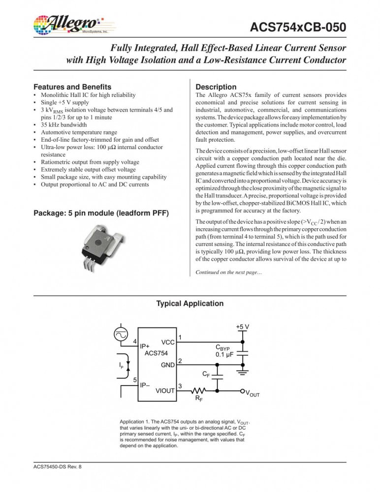 ACS754 datasheet page 1