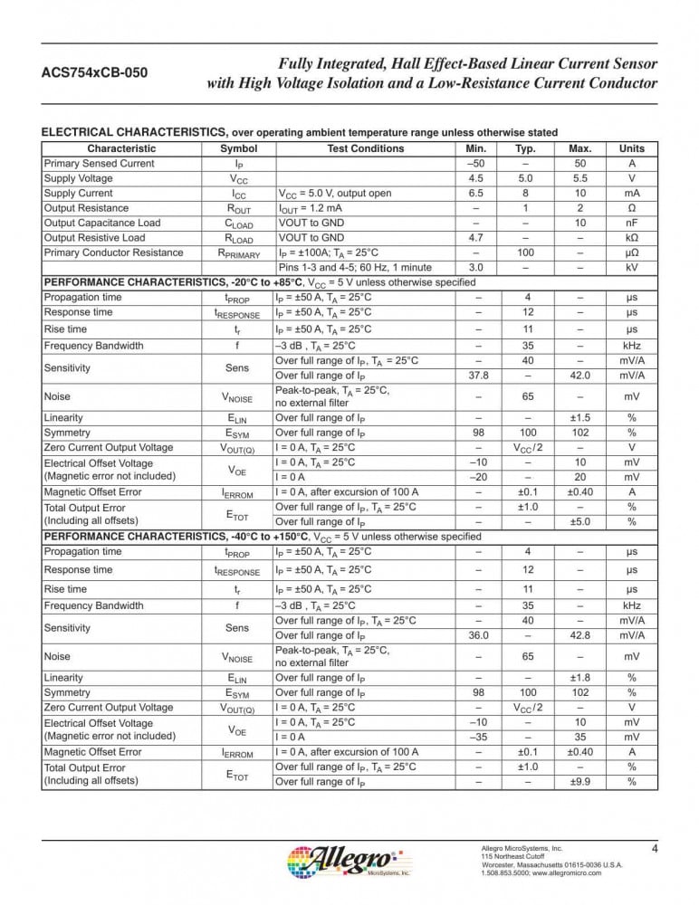 ACS754 datasheet page 4