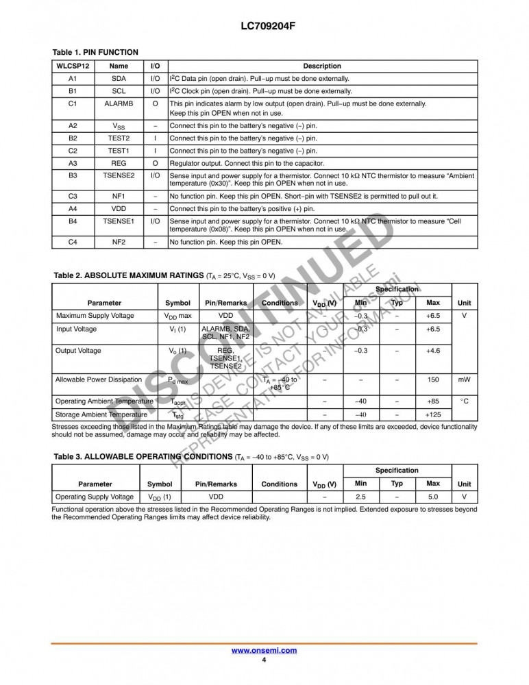 LC709204F datasheet page 4
