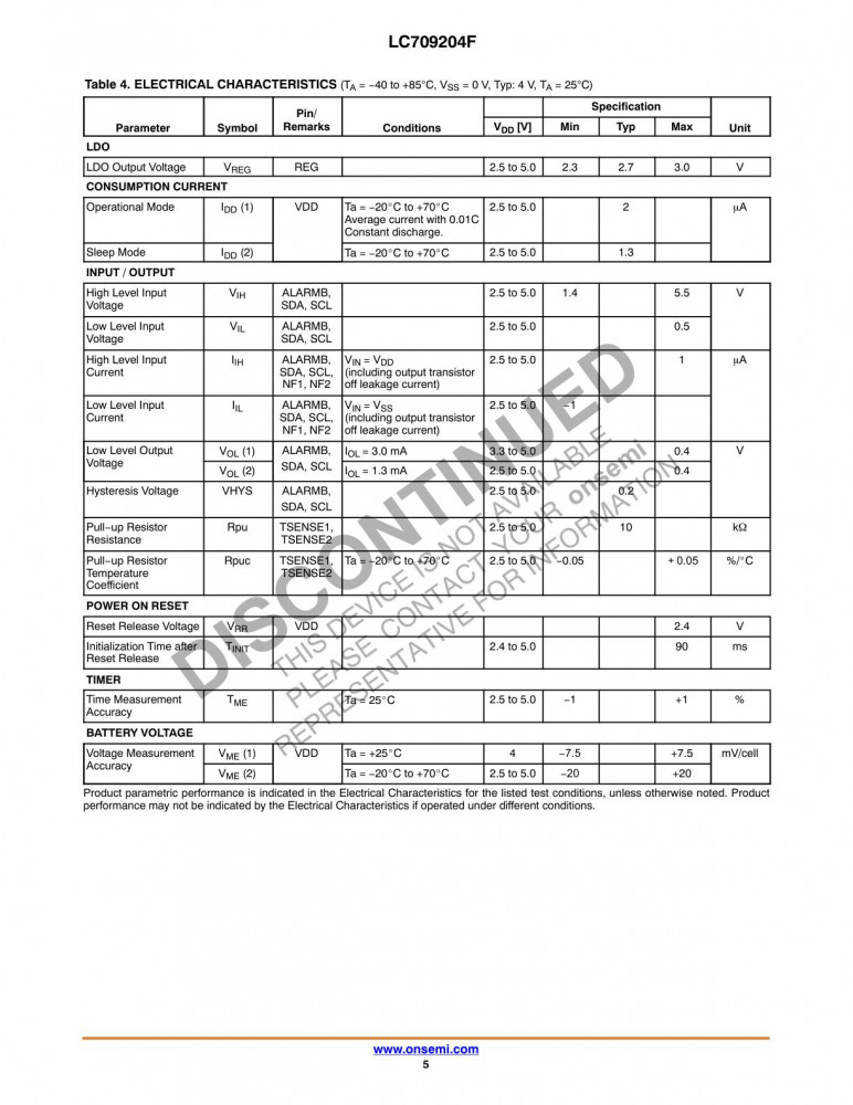 LC709204F datasheet page 5