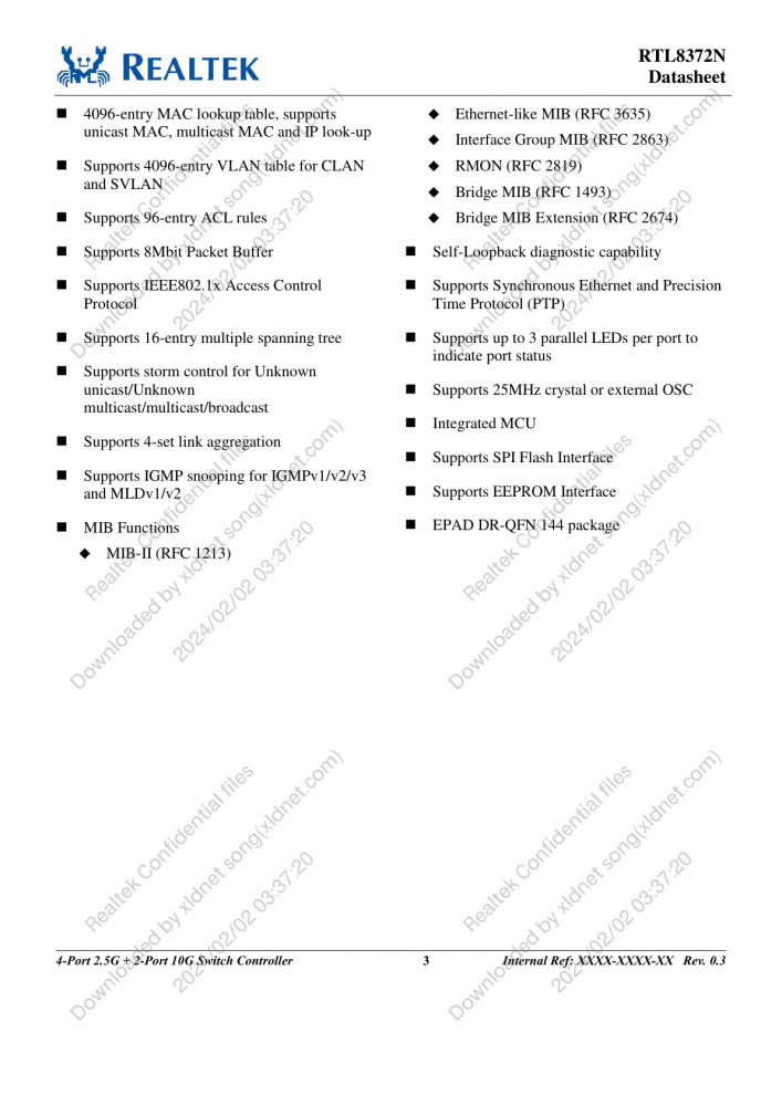 RTL8372N-CG datasheet page 10