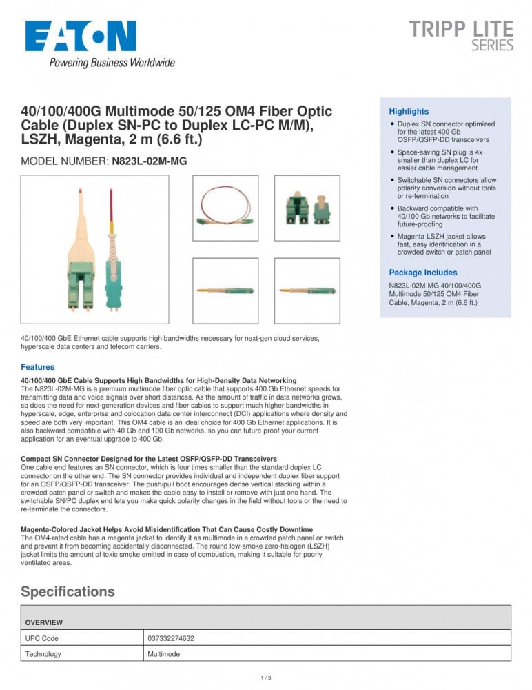 N823L-02M-MG technical document page 1