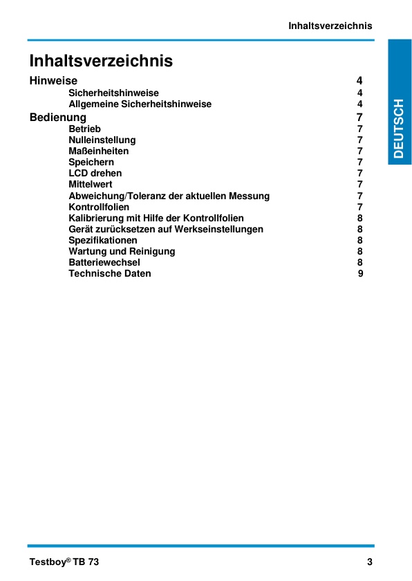 TESTBOY TB 73 manual page 3