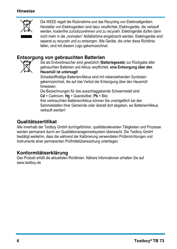 TESTBOY TB 73 manual page 6