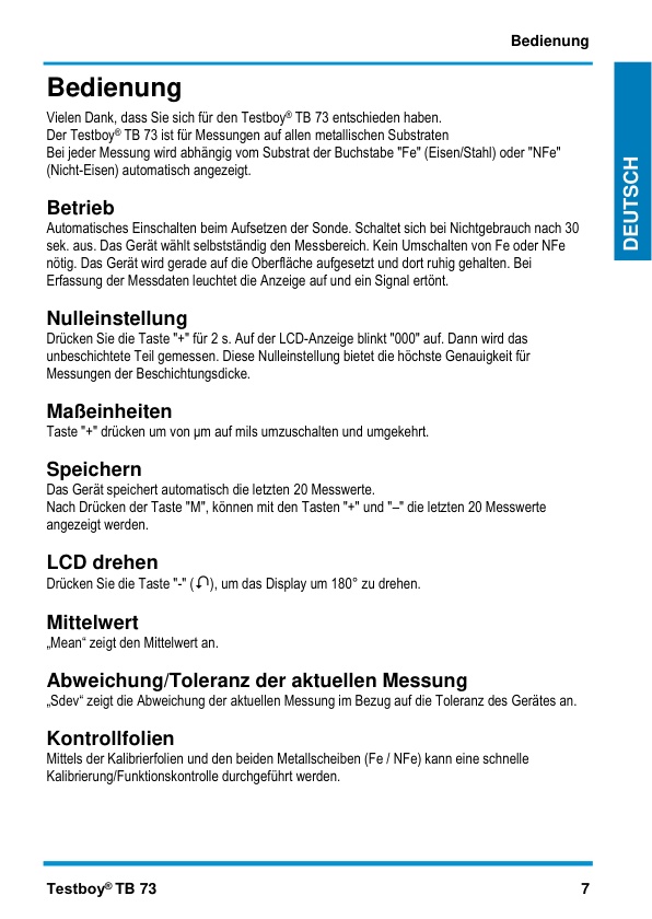 TESTBOY TB 73 manual page 7