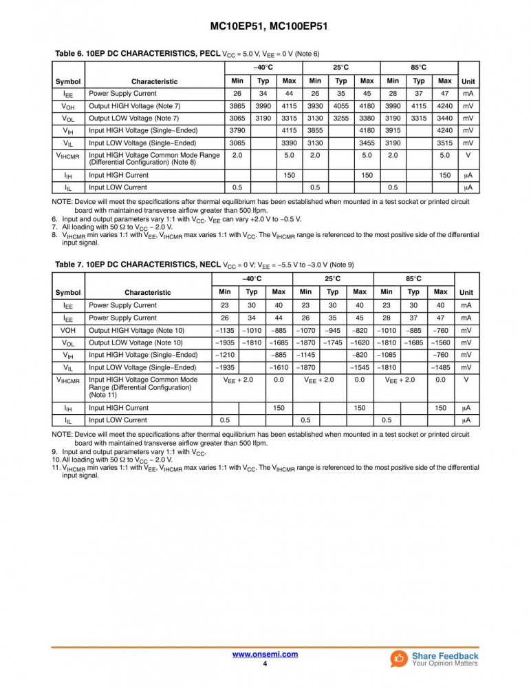 MC100EP51 datasheet page 4