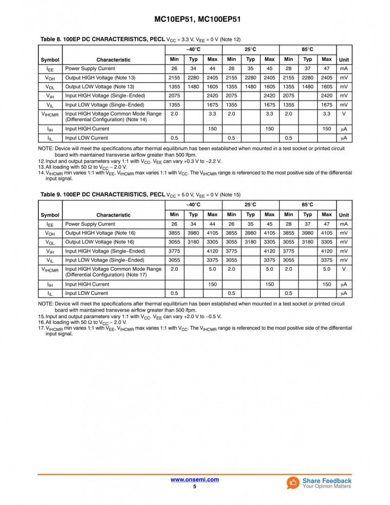 MC100EP51 datasheet page 5