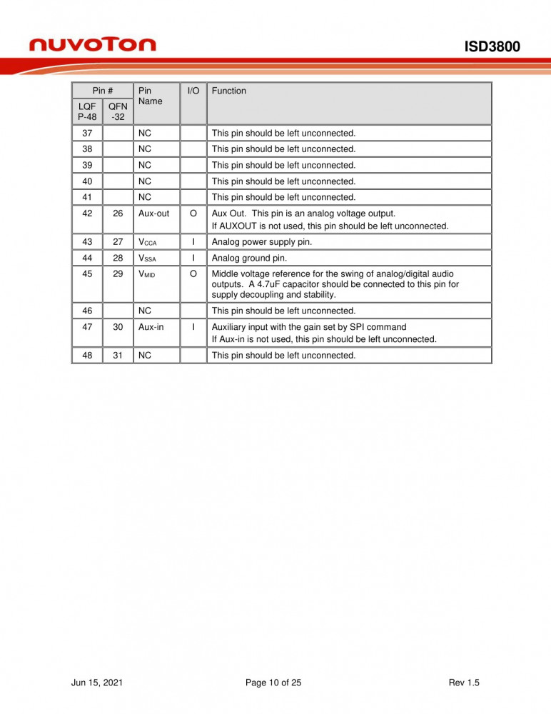 ISD3800 datasheet page 10