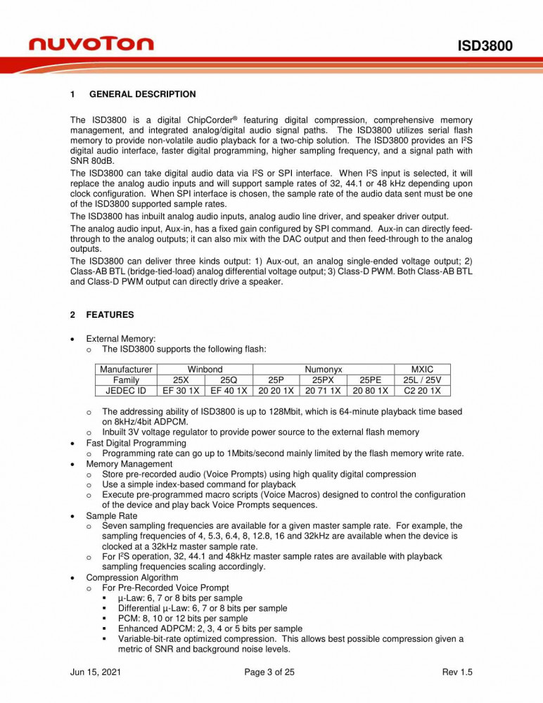 ISD3800 datasheet page 3