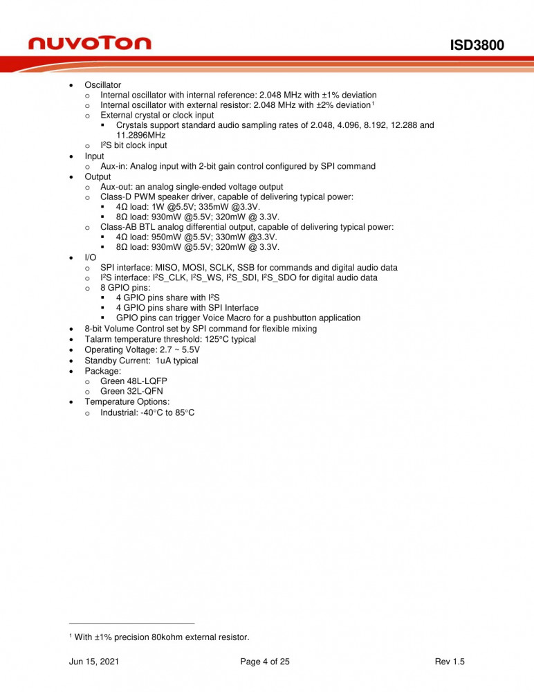 ISD3800 datasheet page 4