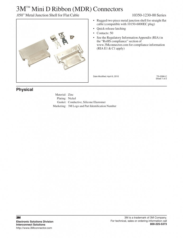 3M TS-0396-C technical document page 1 for 10350-1230-00