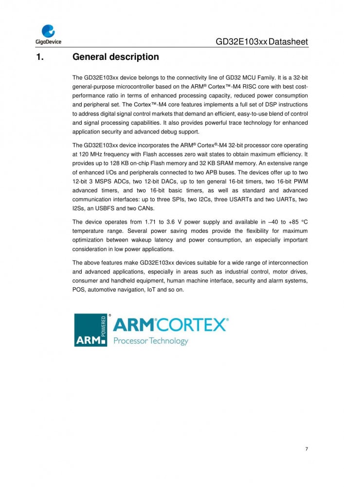 GD32E103xx datasheet page 8
