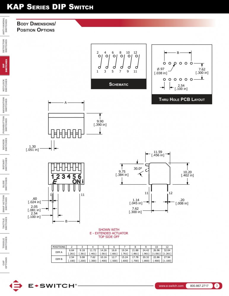 KAP series DIP switch datasheet page 3