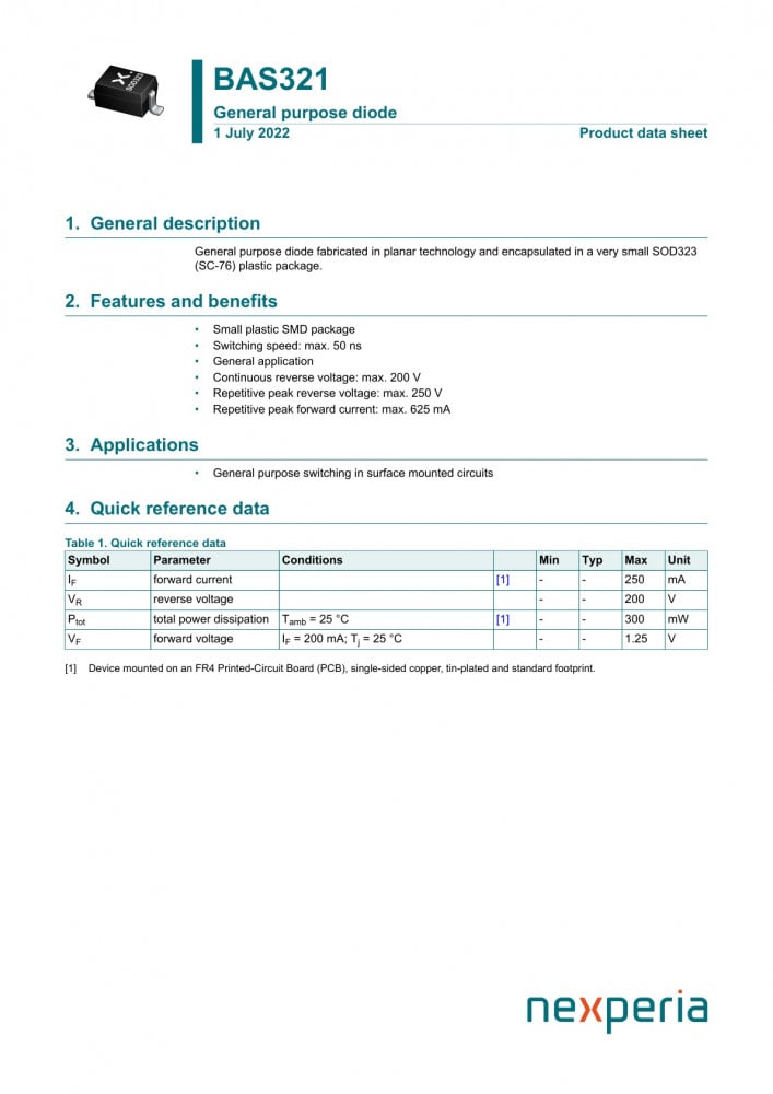 BAS321 datasheet page 1