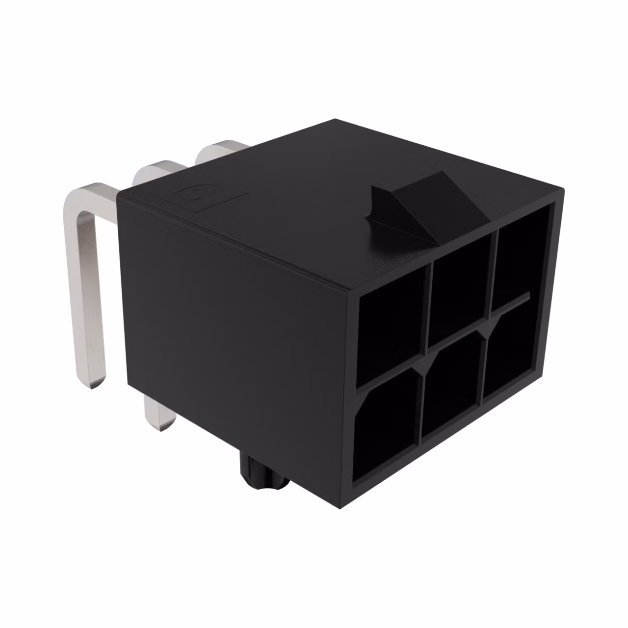 Mini-Fit Max Right-Angle Header, Dual Row, Through Hole, 10 Circuits, Matte Tin (Sn) Plating, Black, Glow-Wire Capable, Tray